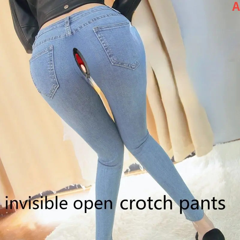 Spring And Summer Full Zipper Pants Open Crotch Jeans Female Outdoor Couples Work Pants Outdoor