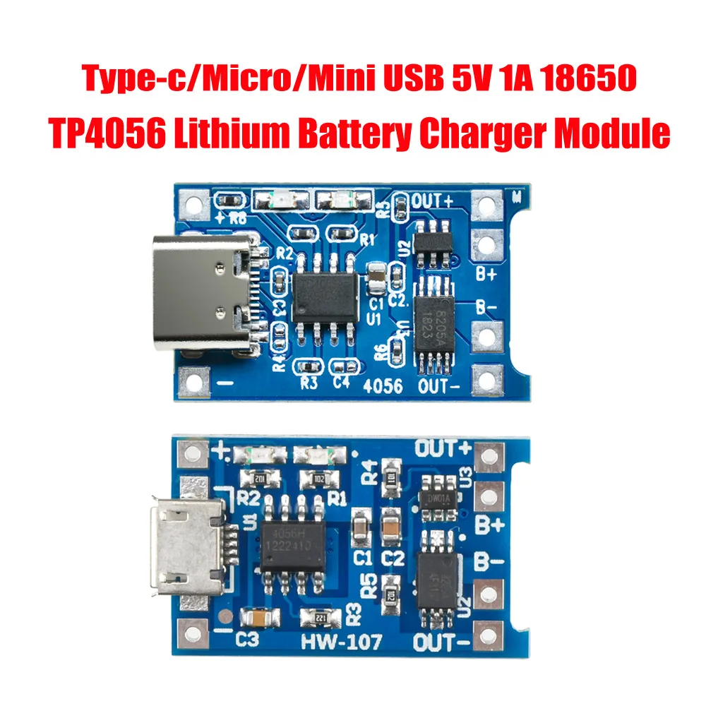 1-5pcs-Type-c-Micro-Mini-USB-5V-1A-18650-TP4056-Lithium-Battery-Charger ...
