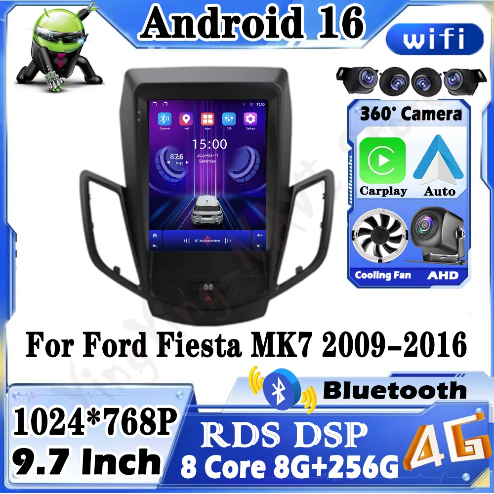 Android 16 For Ford Fiesta MK7 2009-2016 Carplay Car Radio Multimedia ...
