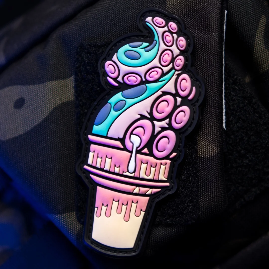Octopus-Ice-Cream-Morale-Badge-3D-PVC-Hook-and-Loop-Patch-Backpack ...