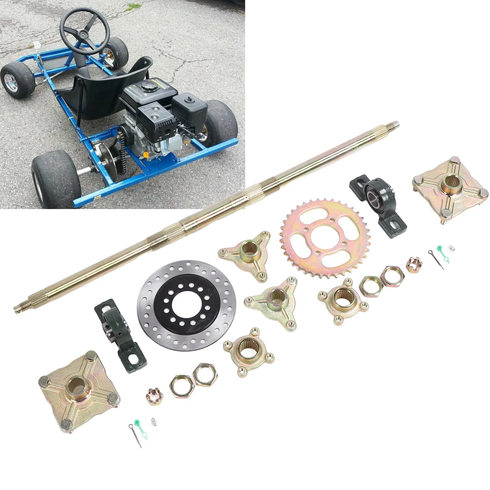740 mm Go-Kart-Hinterachsen-Kit, robuste Montage, Bremsscheibe, Basis ...