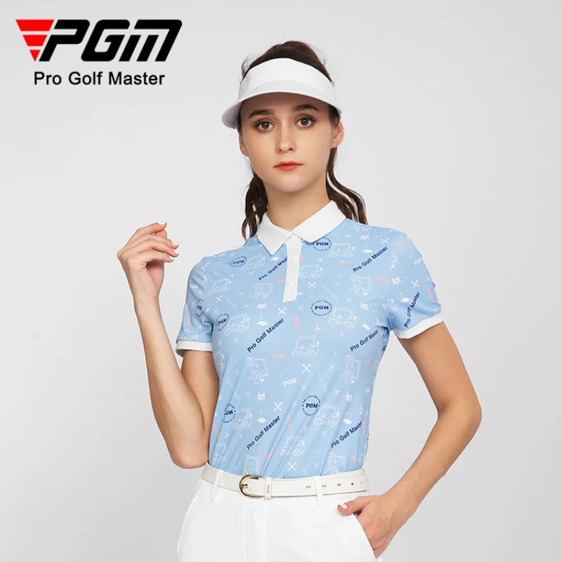 PGM camiseta de Golf de manga corta para mujer, ropa deportiva de Tela con estampado Digital ...