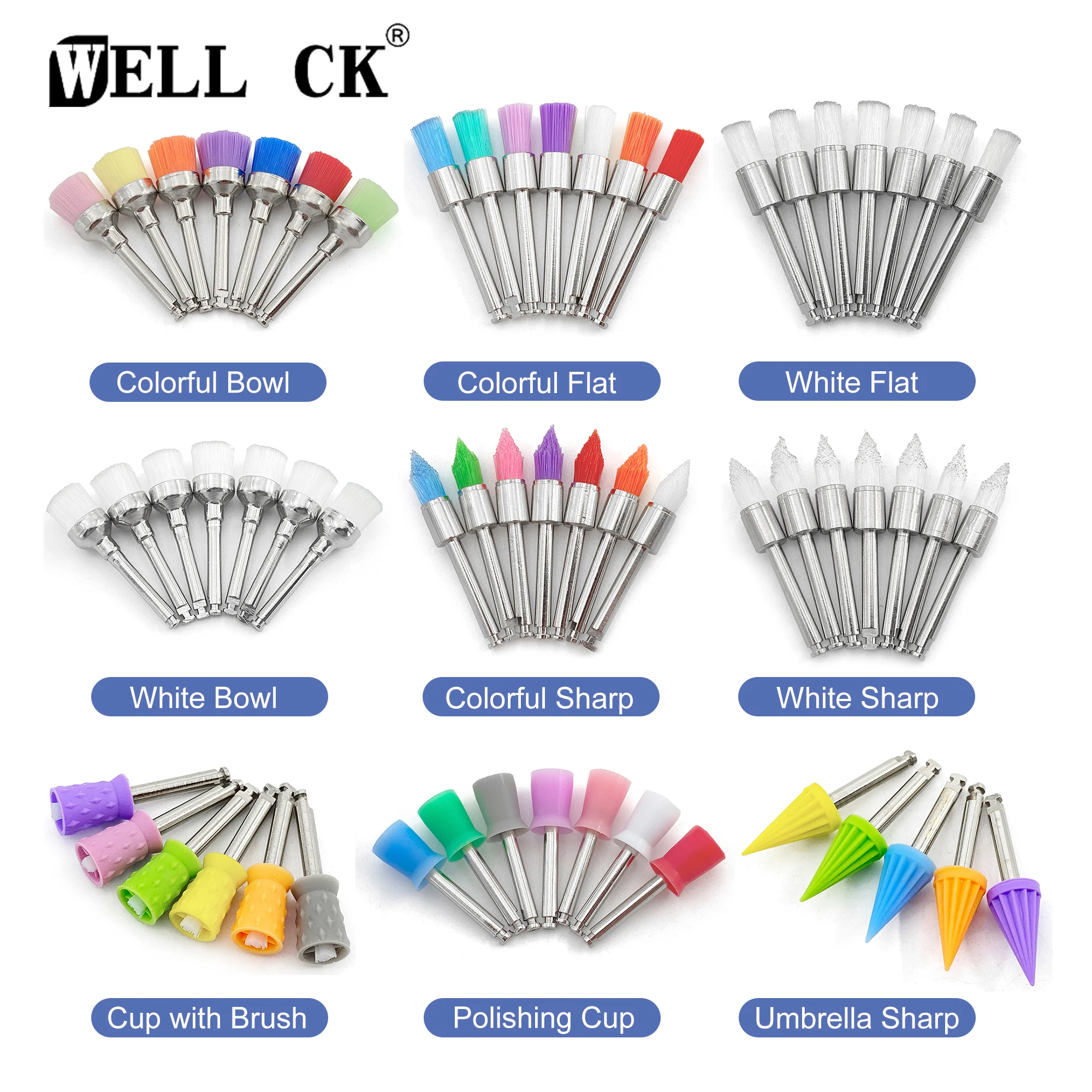 100pcs/Box Disposable Dental Polisher Nylon Bristle Brush Polishing ...