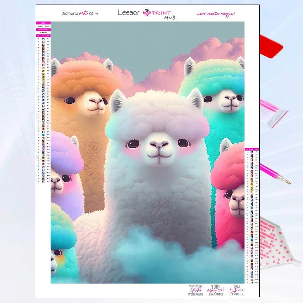 5D-Diy-Cartoon-Animal-Diamond-Painting-Colorful-Cute-Alpaca-Full ...