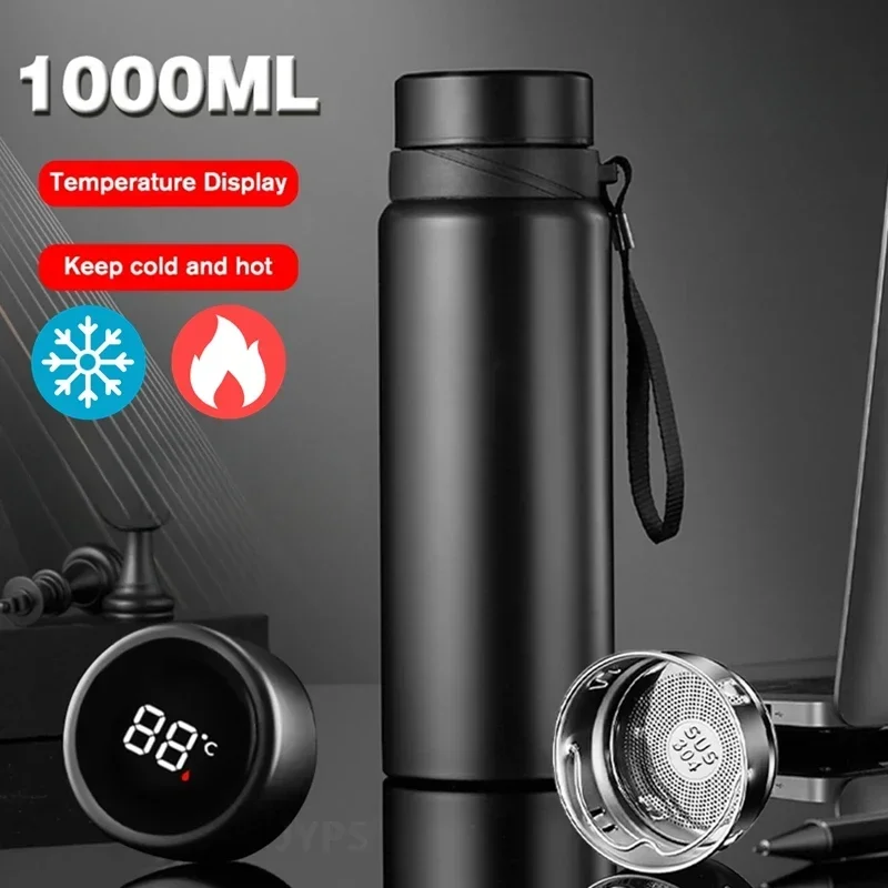 1000ML Smart Thermos Bottle Keep Cold and Hot Bottle Temperature ...