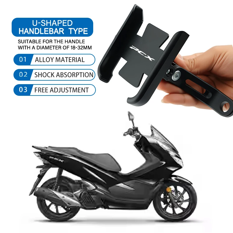 Motorcycle Phone Holder 360° Rotation Aluminum Alloy Bracket Handlebar ...