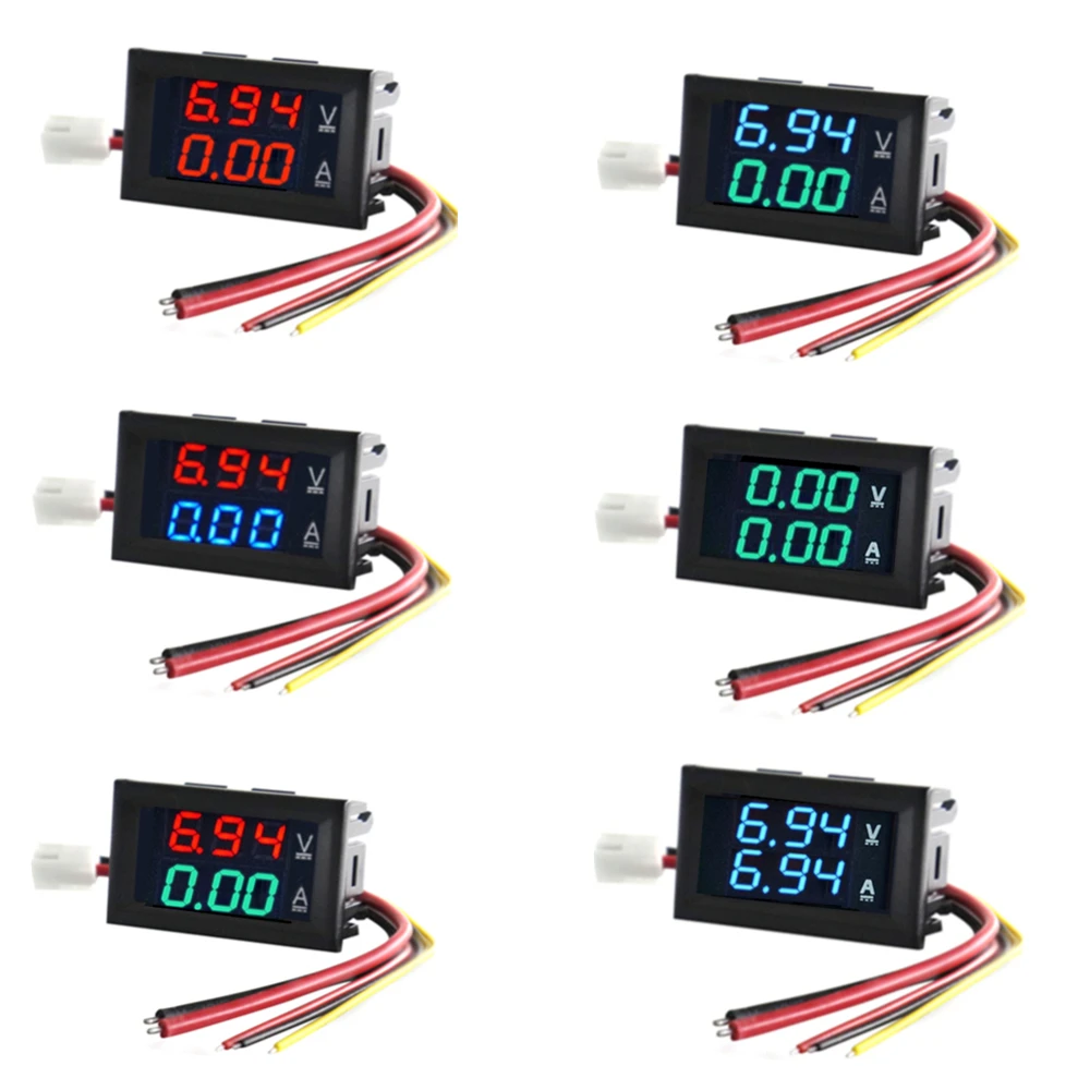 High Quality DC 100V 10A Voltmeter Ammeter Blue + Red LED Amp Dual ...