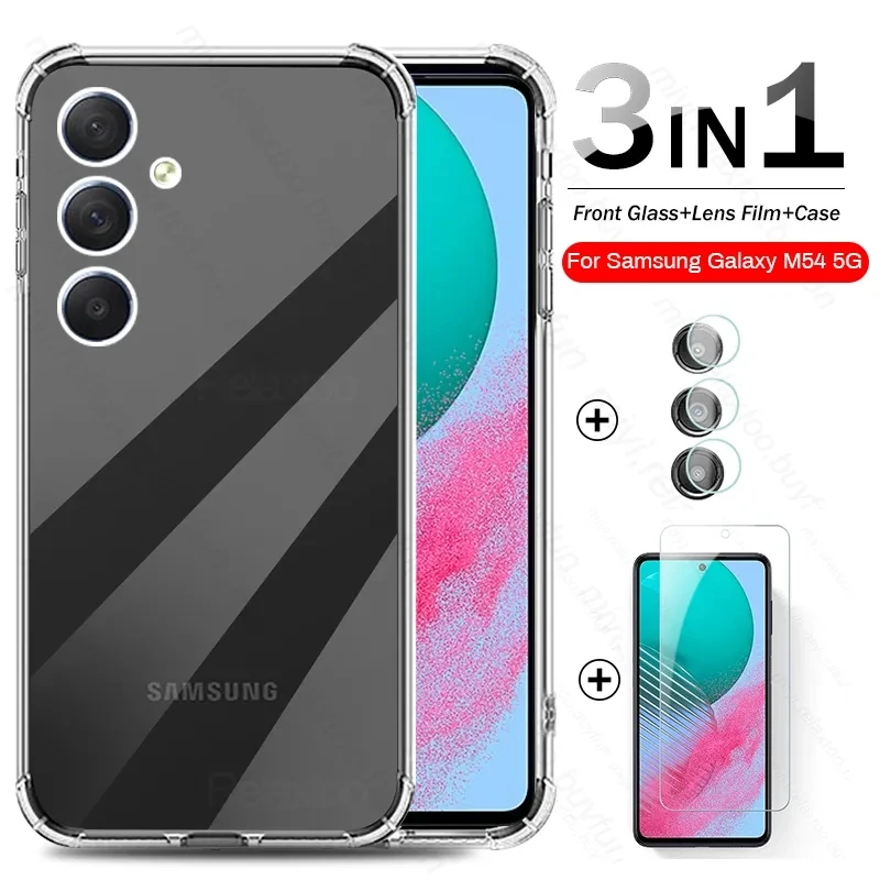 3to1-Tempered-Glass-For-Samsung-Galaxy-M54-5G-Soft-Silicone-Case ...