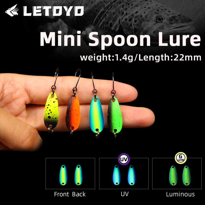 LETOYO 1.4g Mini Spoon Fishing Lure UV Luminous Copper Spoon Lure ...