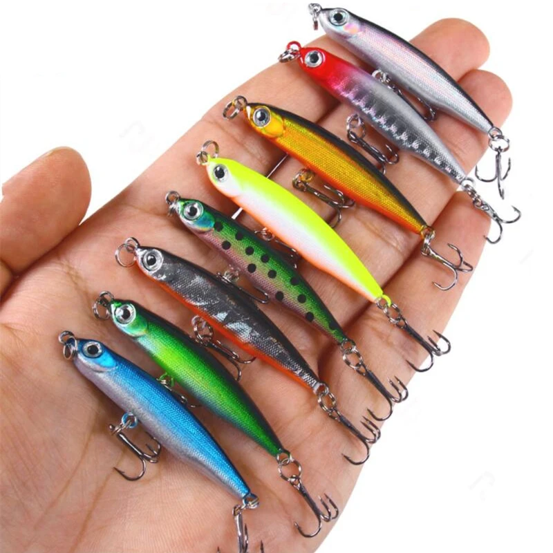 1Pcs Sinking Pencil Fishing Lure Wobblers 5cm 3.5g Mini Artificial Metal Hard Bait Jig 3D Eyes ...