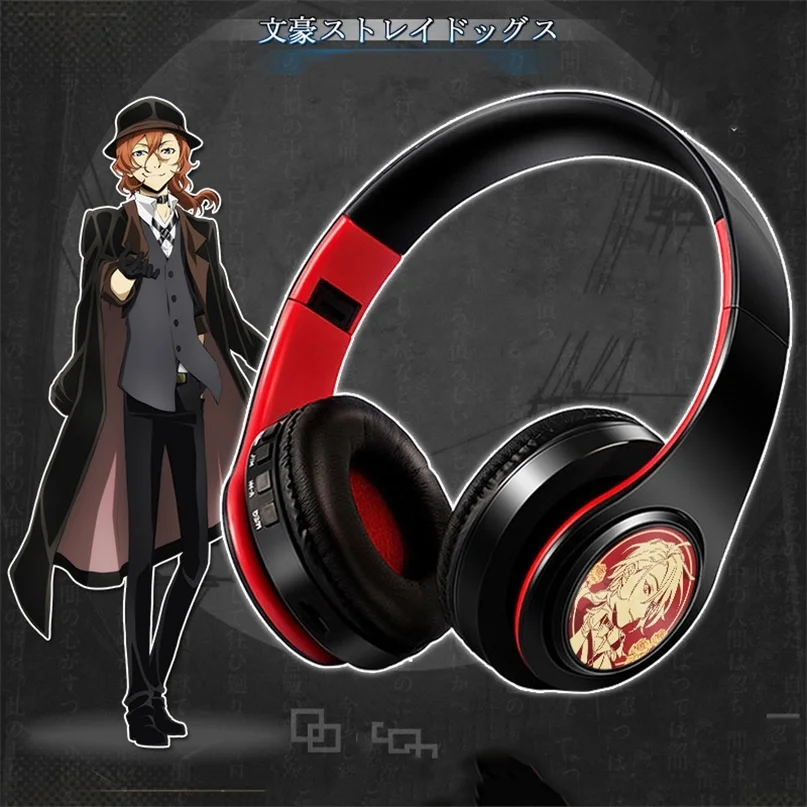 Wireless Comic Headphones With Mic Cosplay Dazai Chuya Anime Gaming ...