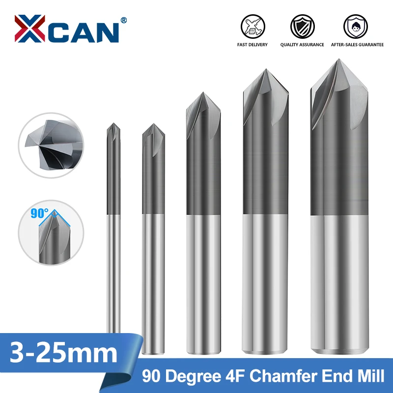 XCAN-Milling-Cutter-4-Flute-Carbide-Chamfer-End-Mill-3-25mm-90-Degrees ...