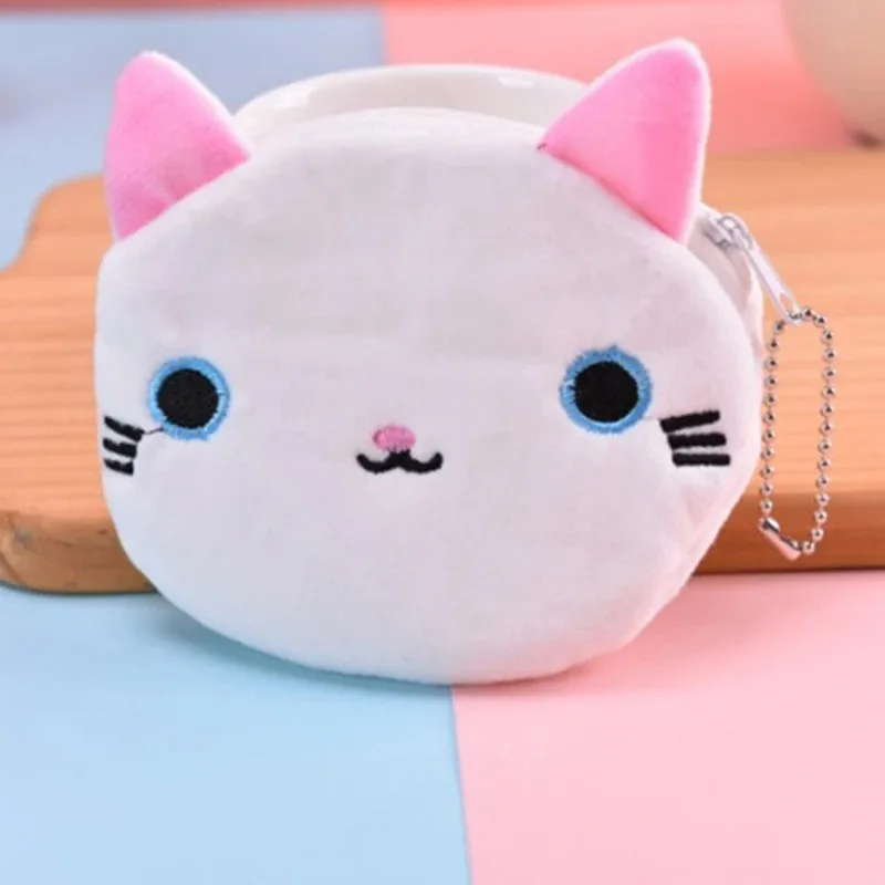 Cartoon Cat Coin Purse Plush Wallet Women's Fashion Zipper Mini Key ...