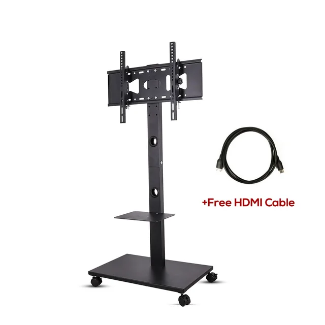 Tilting Height Adjustable TV Floor Stand Mount Display Trolley with ...