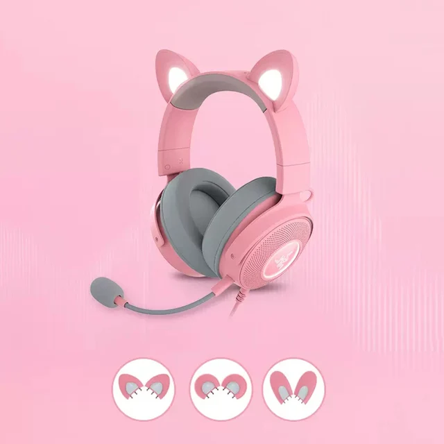 Headset Gamer RAZER Kraken Kitty V2 Pro, Orelhas (Gatinho, Urso, Coelho ...