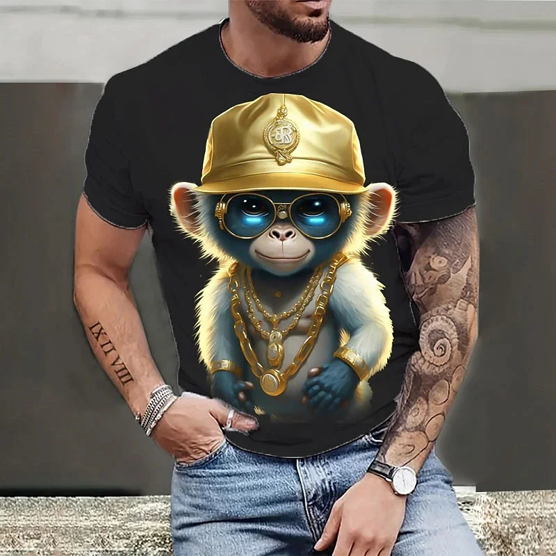 Men-s-T-Shirt-Hip-Hop-Monkey-Print-Shirts-O-Neck-T-Shirt-Summer-Male ...