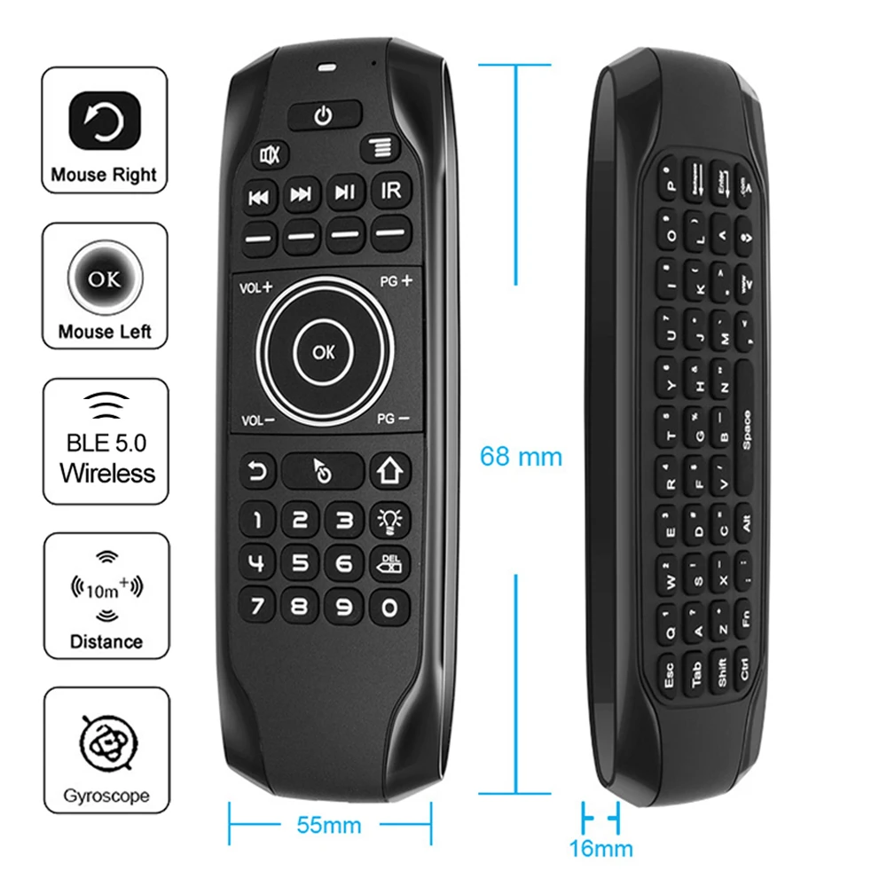 G7 PRO Russian Air Mouse Voice Remotes Control Backlit Gyro IR Learning ...