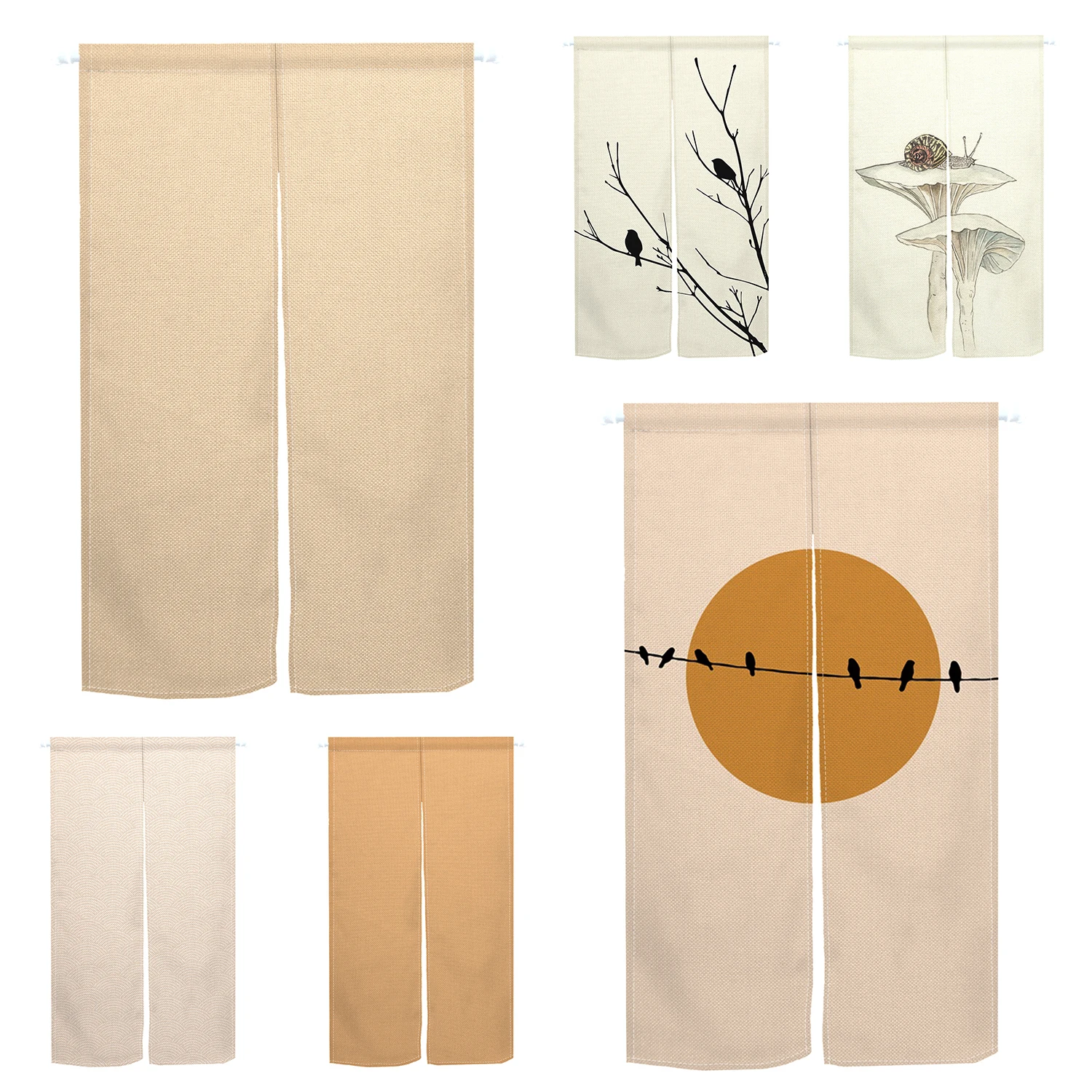Beige-Orange-Japanese-Door-Curtain-Noren-Pure-Colour-Simple-Room ...