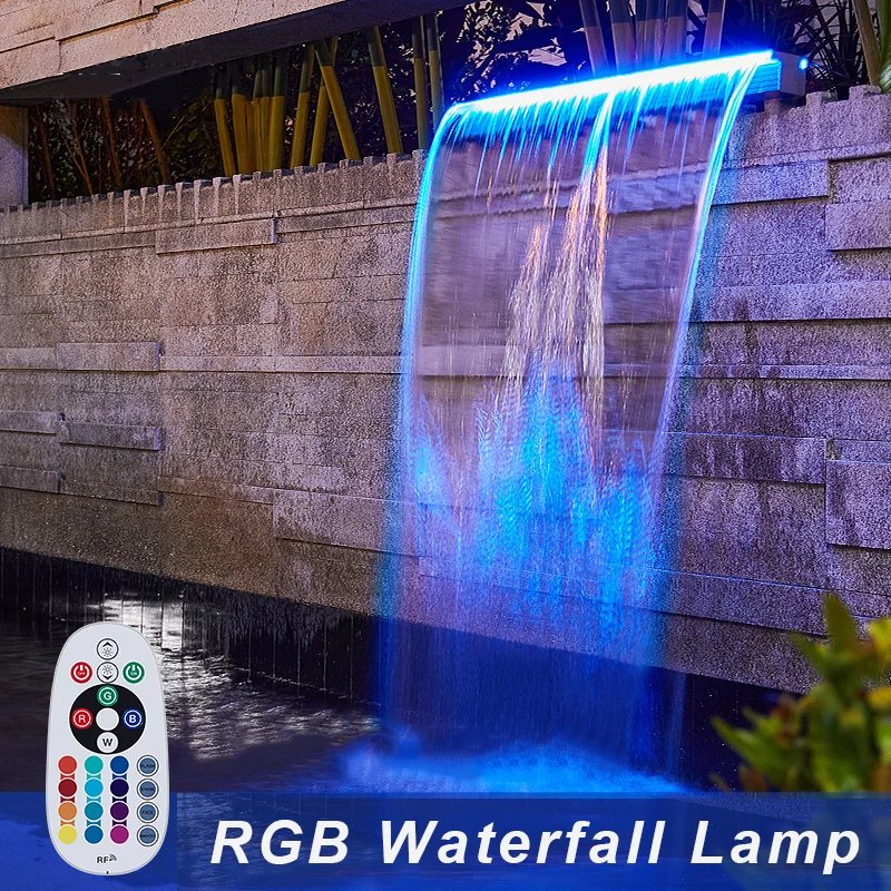 Acrylic-Waterfall-Lights-Decor-Water-Curtain-Wall-Spout-Outdoor-Spa ...