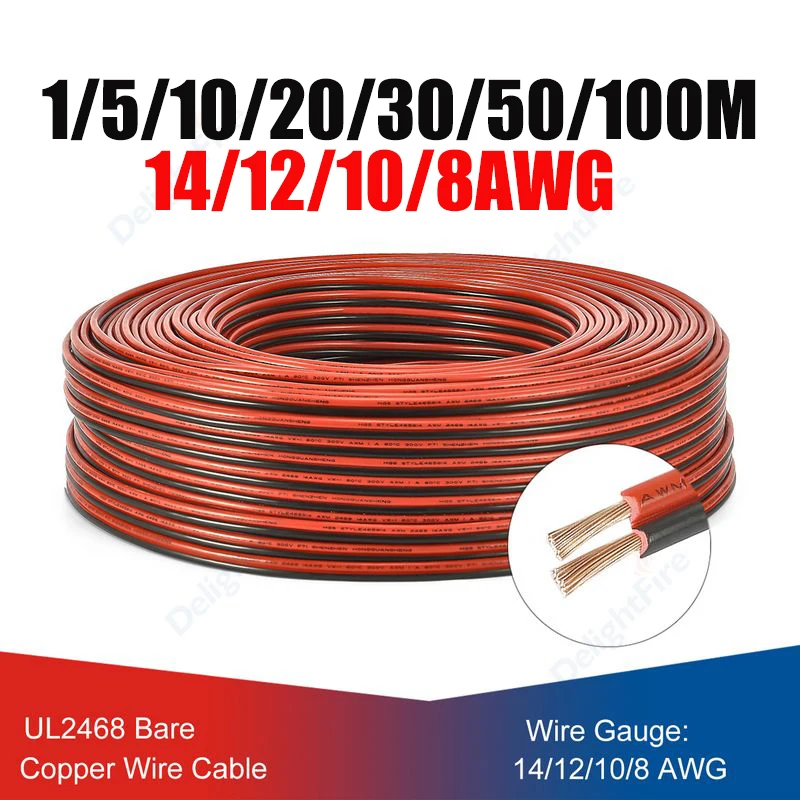 14-12-10-8AWG-RVB-Wire-Red-Black-Cable-PVC-Copper-Power-Lines ...