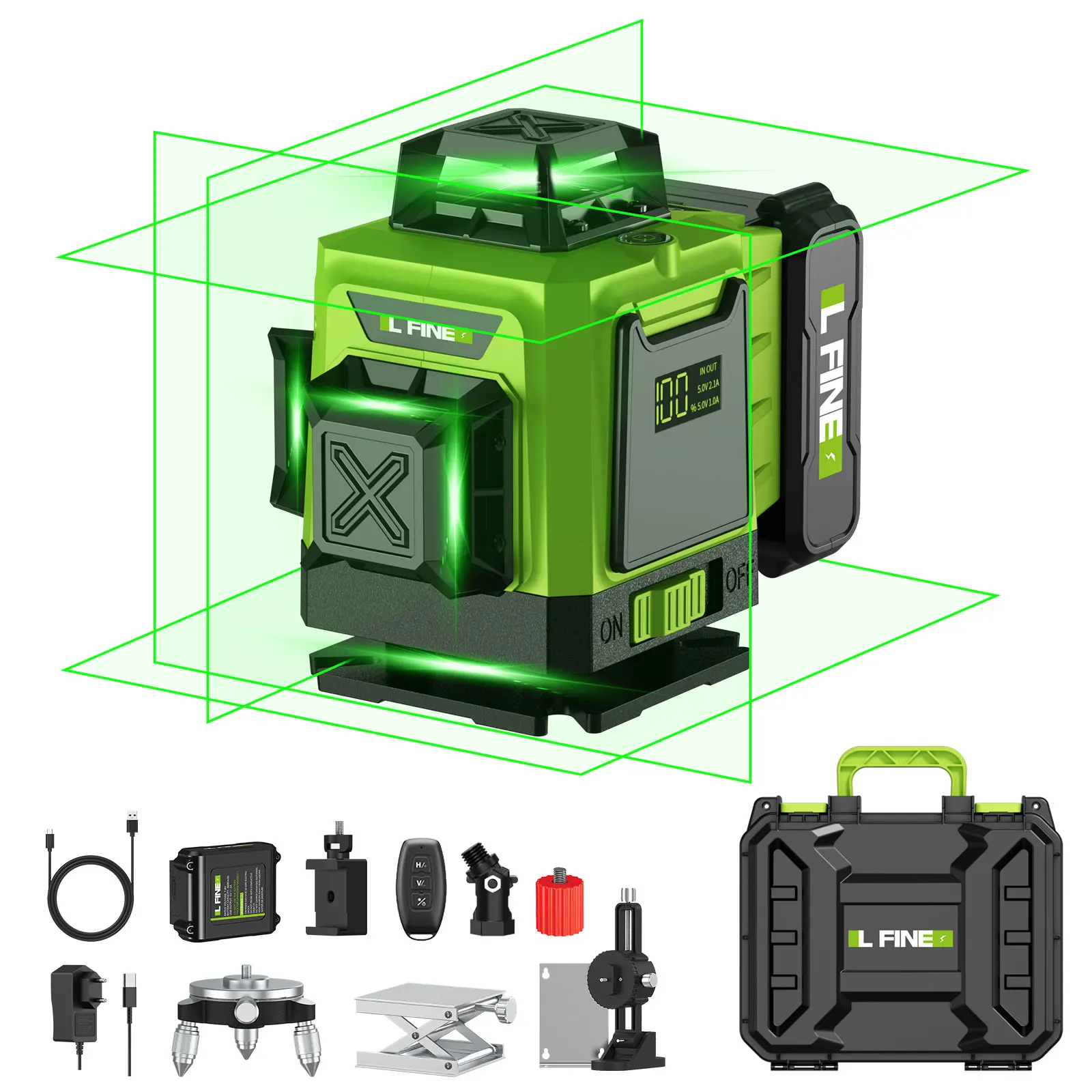 LFINE-16-Lines-Laser-Level-with-Suitcase-Self-Leveling-Horizontal-and ...