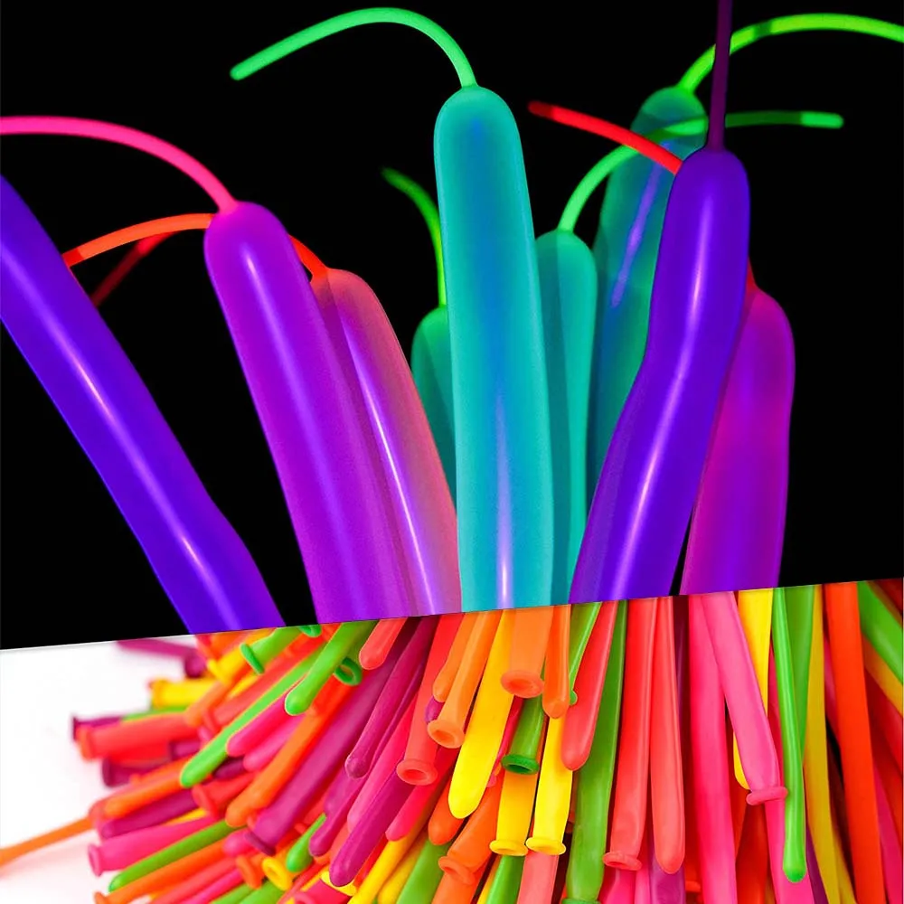 100-200Pcs-Neon-Long-Fluorescent-Balloons-Long-Twisting-Balloon-for-DIY ...