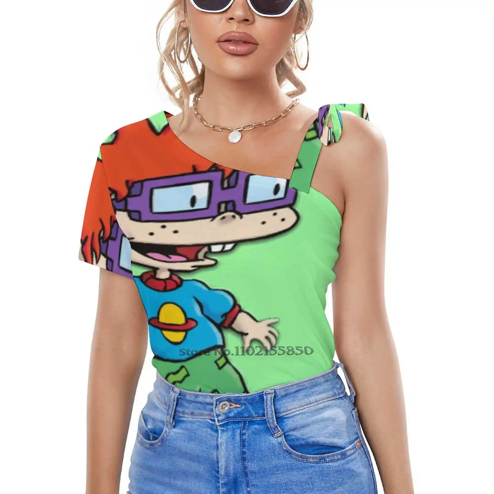 Chucky-Woman-Tshirts-Printed-Tops-Zipper-V-Neck-Top-Fashion-Graphic-T ...
