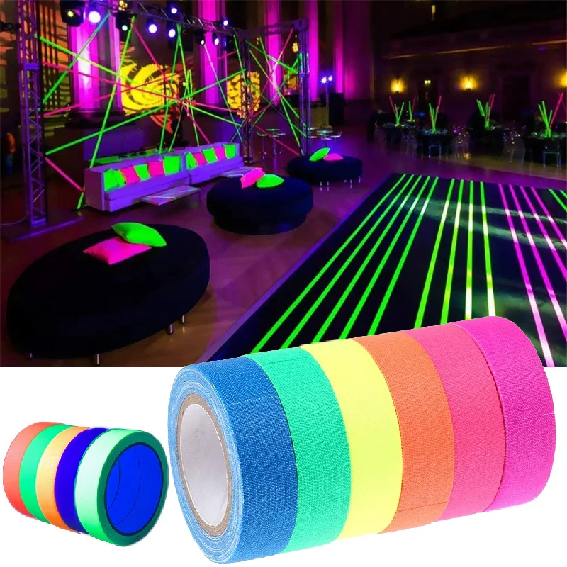 1-6Rolls-UV-Reactive-Tape-Blacklight-Fluorescent-Tape-Glow-in-The-Dark ...