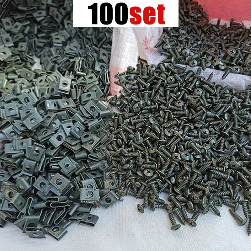Mixed Car Motorcycles Metal Screw Tapping Fastener Clip U-Type Clip ...
