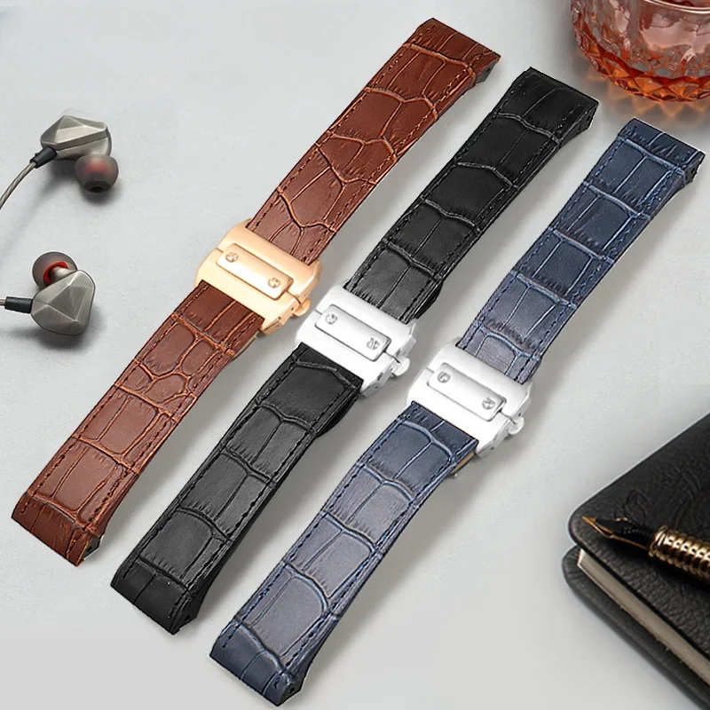 Genuine-Leather-Watch-Strap-for-Cartier-Sandoz-Men-s-Santos100-Santos ...