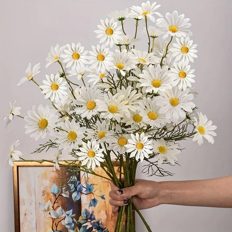 1/3Pcs 50cm Daisy Flower 5Heads Plastic Artificial Flowers Fake Bouquet ...