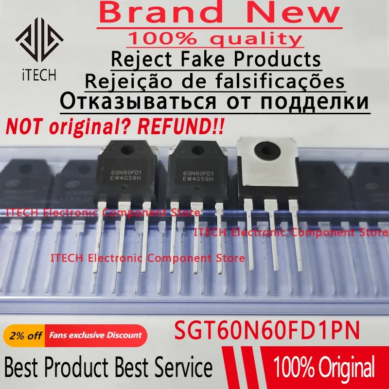 10-p-s-lote-Original-SGT60N60FD1PN-SGT60N60FD1-60N60FD1-TO-247-Tubo ...