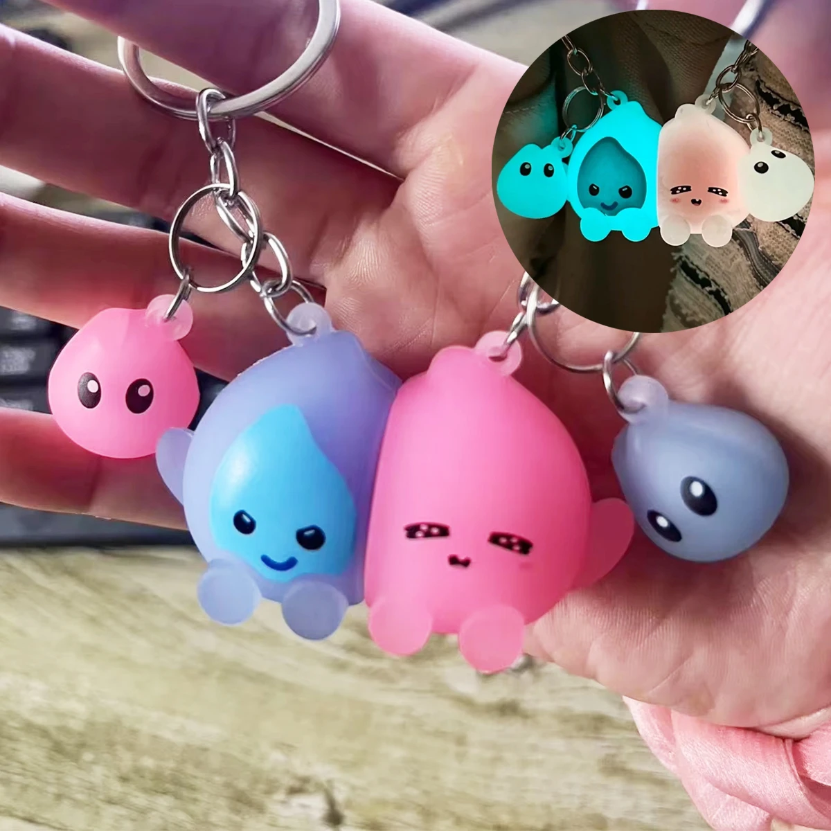 Luminous Shared Magnetic Key Holder Keychains Hanger Couple Cute Bag ...