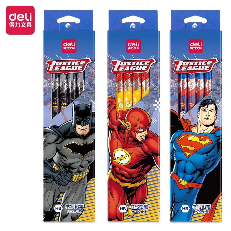 12Pcs-Box-DELI-HC100-2B-HB-Justice-League-DC-Pencils-School-Student ...