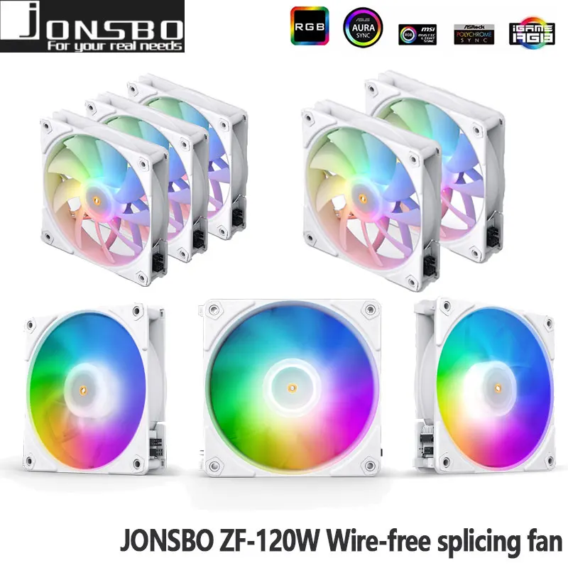 JONSBO-ZF-120W-Wire-free-splicing-Fan-12CM-ARGB-4pin-PWM-temperature ...