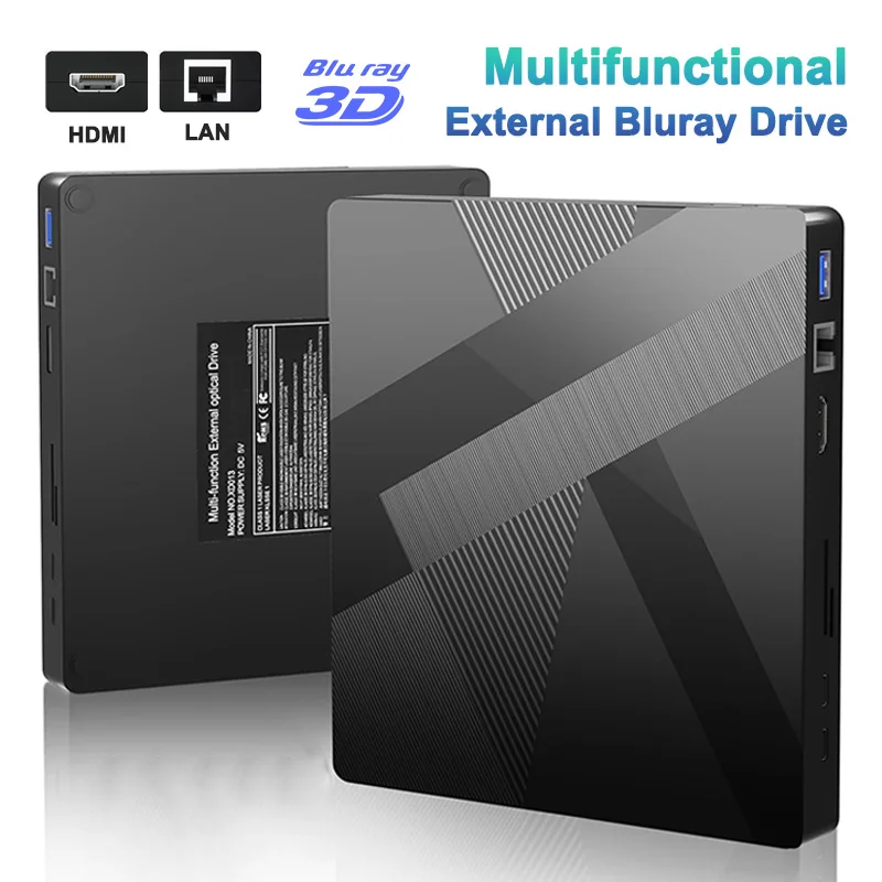 8-in-1 External Bluray Drive for Laptop PC USB3.0 Support 100G BD/CD ...