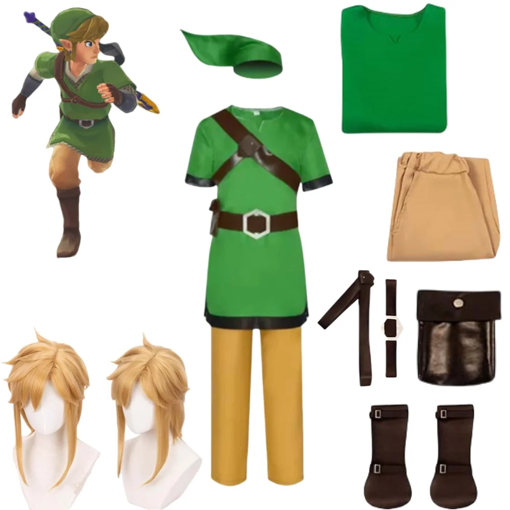Link-Cosplay-Costume-Game-Zelda-Green-Uniform-Pants-Waist-Accessories ...
