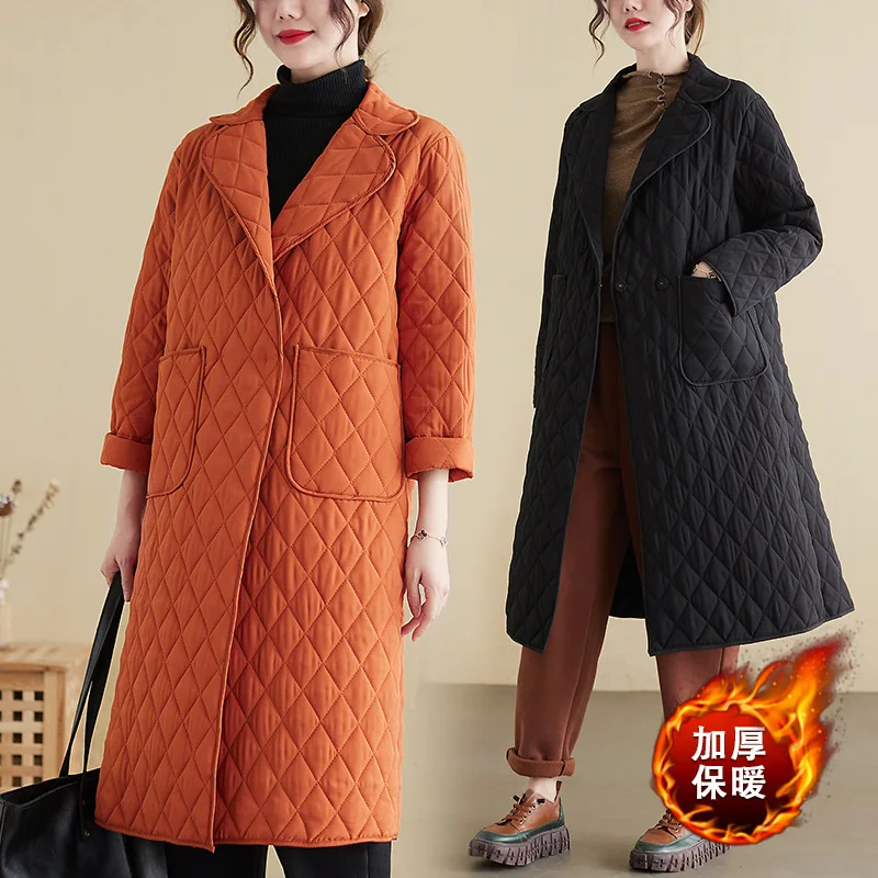 Women-Cotton-Quilted-Jacket-Autumn-Winter-Black-Oversized-Vintage ...