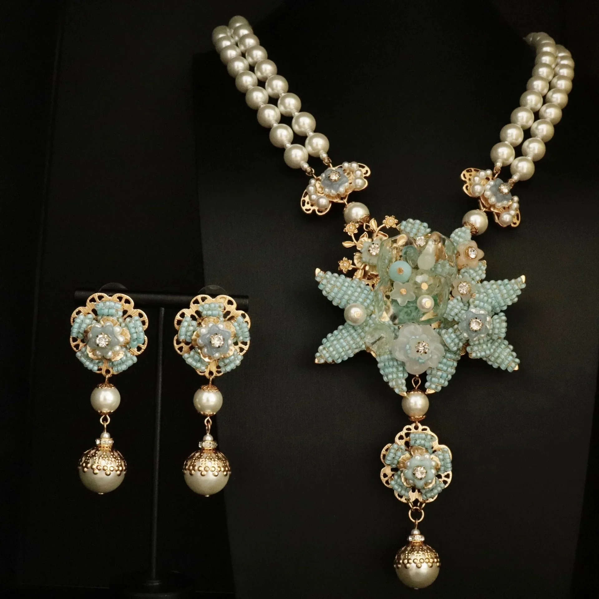 European-and-American-Sweet-Woven-Pearl-Long-Stud-Earrings-Set-Light ...