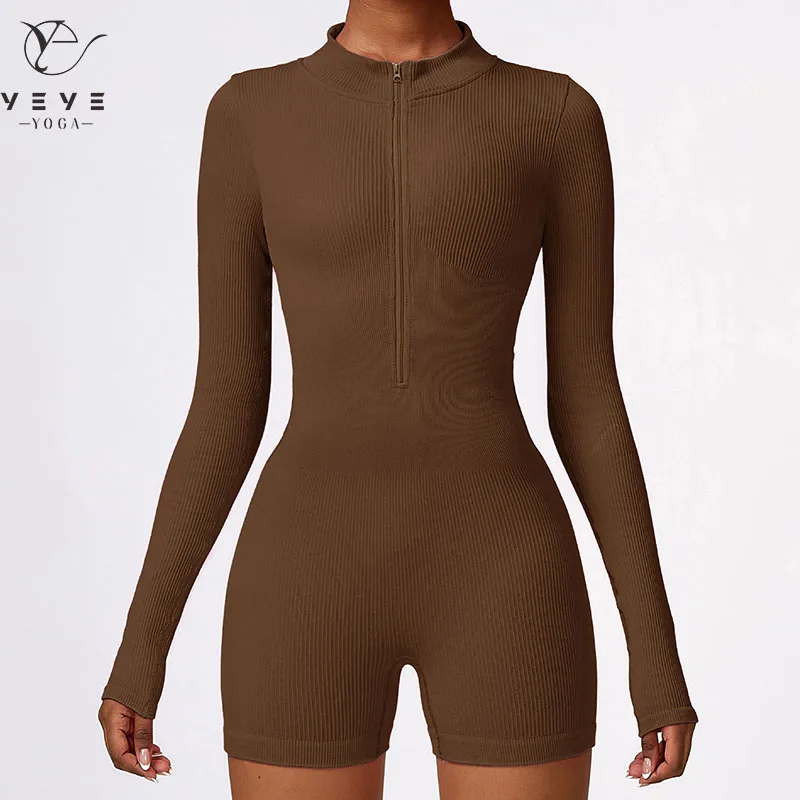 Women-s-Ribbed-Tracksuit-Seamless-Long-Sleeve-Jumpsuit-Sportswear-Yoga ...