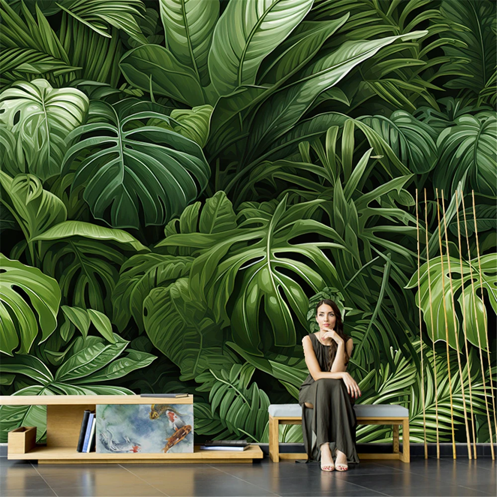 custom-Tropical-Rainforest-Forest-Green-Plant-Wallpaper-for-living-room ...