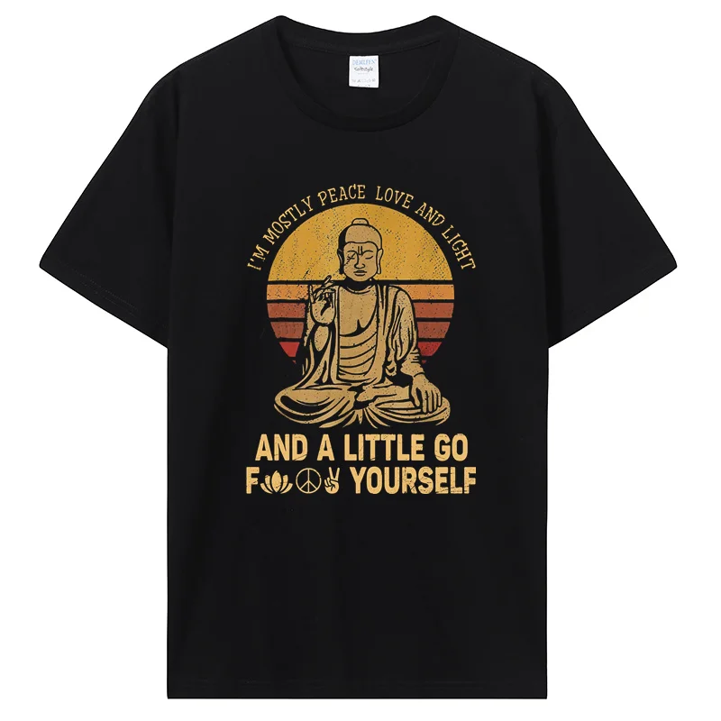 Buddha Retro Sunset Classic Meditation Vintage Buddhist T-Shirt Casual ...