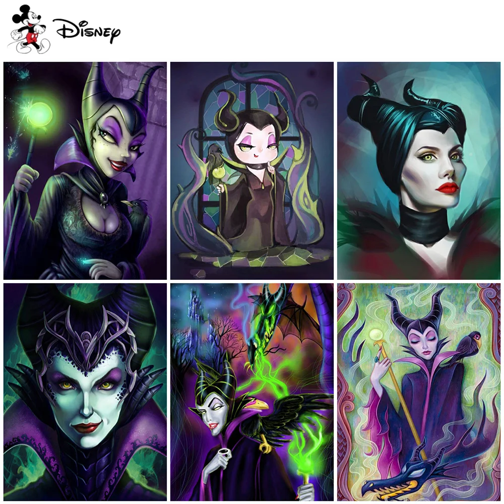 Disney-Oil-Painting-By-Numbers-Maleficent-Villains-Cinderella-DIY ...