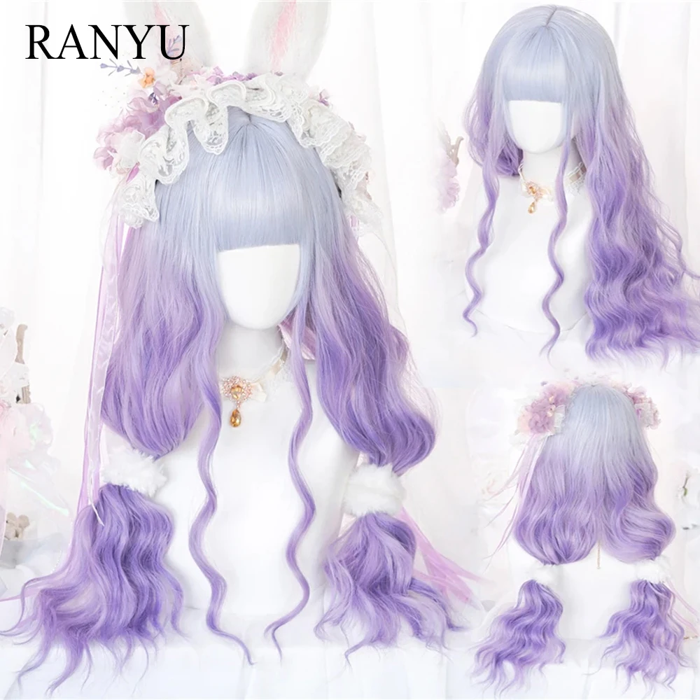 RANYU-Synthetic-Long-Straight-and-Curly-Lolita-Anime-Wig-Colorful ...