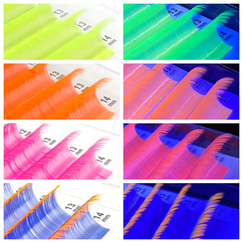NATUHANA Color Individual Eyelashes Green Red Yellow Blue False Colored ...