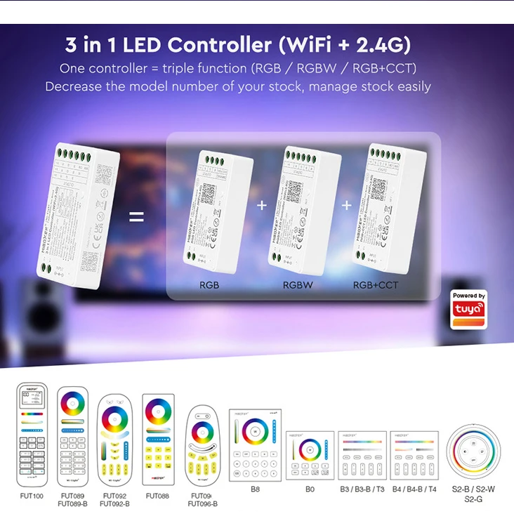 Miboxer 3 in 1 WIFI+2.4G LED Controller RGB/RGBW/RGBCCT TUYA WIFI Controller FUT037W+