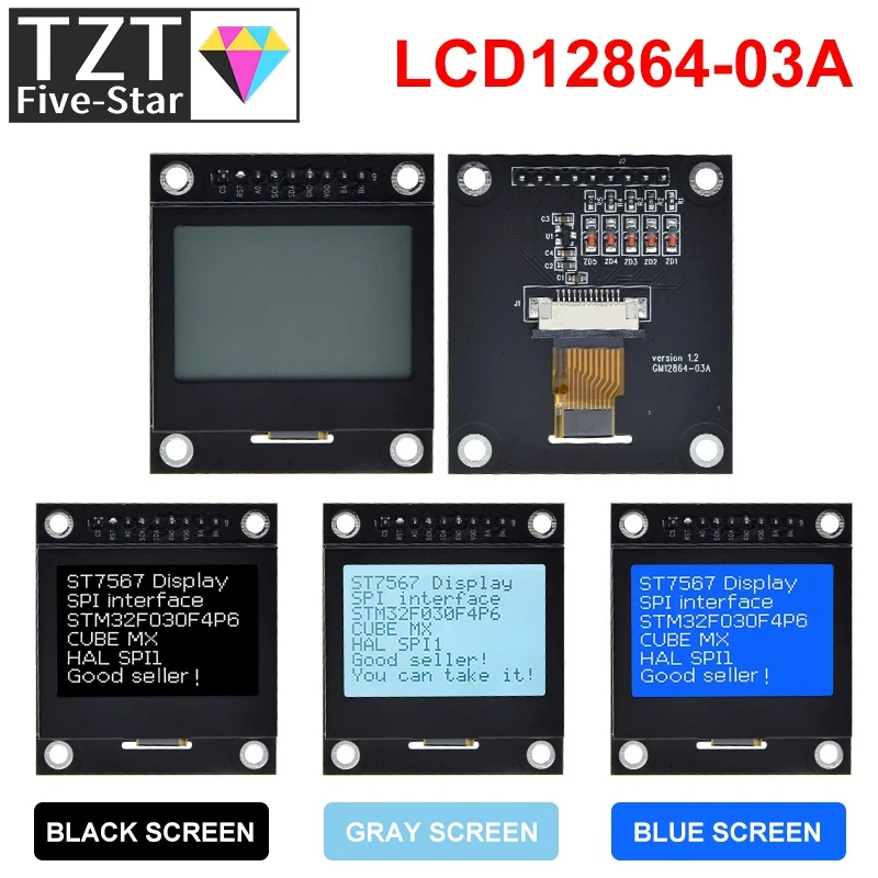 12864 Lcd Screen Lcd12864-03a Module Serial Port 12864 Dot Matrix Spi ...