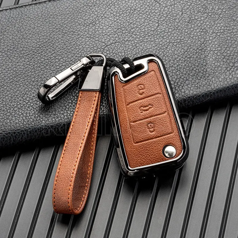 Metal-Car-Flip-Key-Case-Cover-Shell-for-VW-Volkswagen-Golf-7-MK7-Tiguan ...