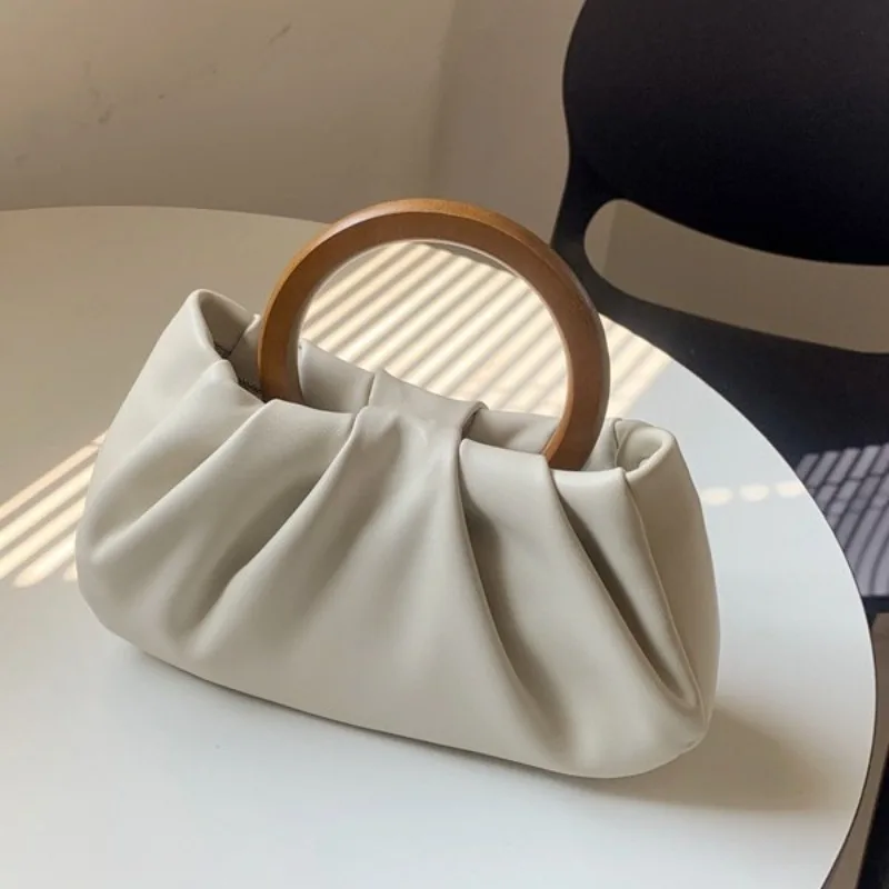Unique-Design-New-Women-s-Bag-with-Wooden-Handle-Folded-Cloud-Handbag ...