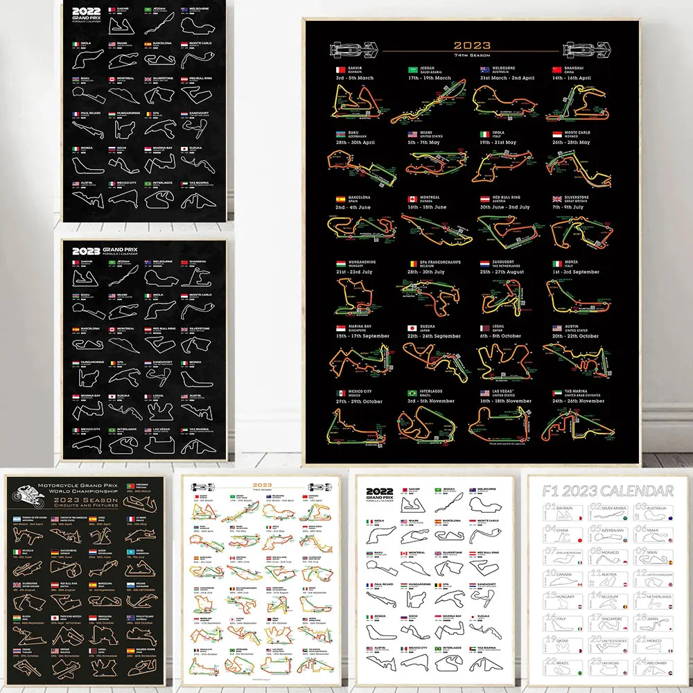 F1 2023 New Calendar Canvas Painting Wall Art Poster And Print Formula ...